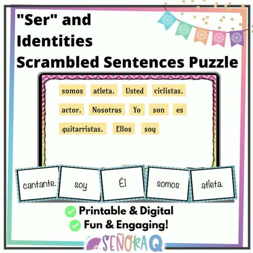 Ser and Identities Scrambled Sentences Puzzle by SenoraQ | TPT