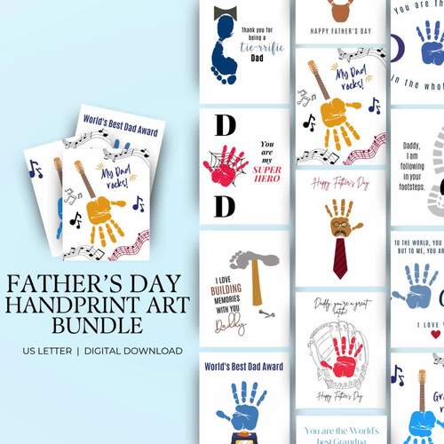 26 Father's Day Handprint & Footprint Craft Bundle, Grandpa's Day