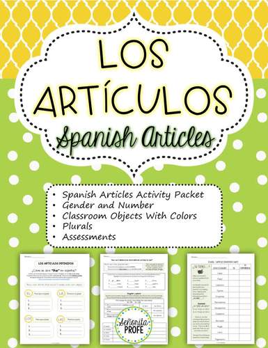 Los Artículos / Spanish Articles, Gender and Number With Classroom Objects