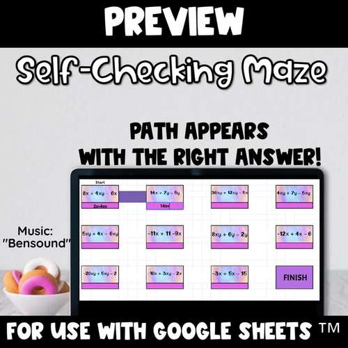 Combining Like Terms Digital Self Checking Maze Activity- Distance Learning