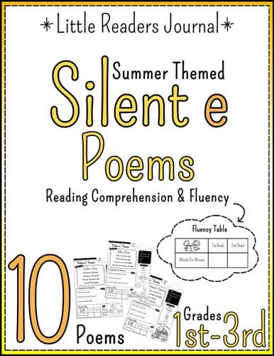 3rd Grade Silent e Poems Bundle | Reading Comprehension & Phonics ...