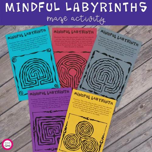 Mindfulness Labyrinth Activity Cards -Mazes- Calm Down Corner - Brain Break