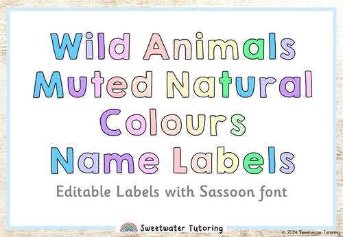 Editable Wild Animal name tags | Book Box Bins labels | Muted Colours ...