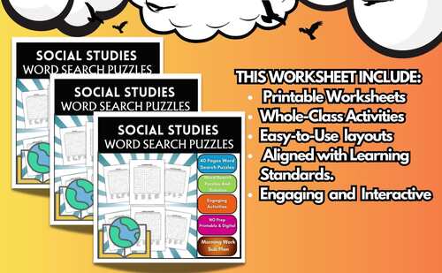 Social Studies Word Search Activities Morning Work 4th,5th,6th,7th,8th ...