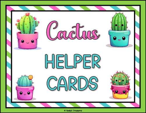 Cactus Helper Cards *Editable* by Cindy's Treasures | TPT