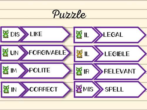 ESL EFL ELL Prefixes (Puzzle, Task Cards, Speaking) by Pure Joy Classroom