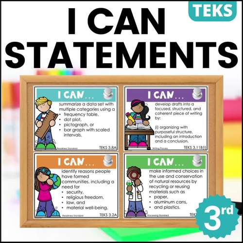 3rd Grade Social Studies TEKS I Can Statements Posters | Back to School