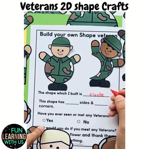 Build an Army 2D Shapes Craftivity | Veterans Day Memorial Day Bulletin ...