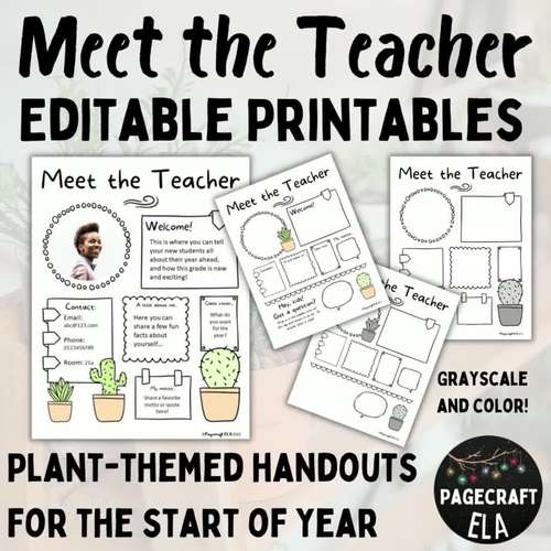 EDITABLE Meet the Teacher Template | Plants Theme | Back to School