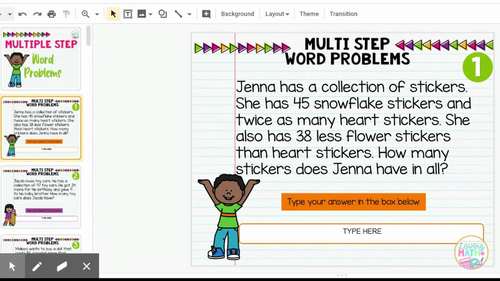 Multiple Step Word Problems for Google Classroom by Loving Math