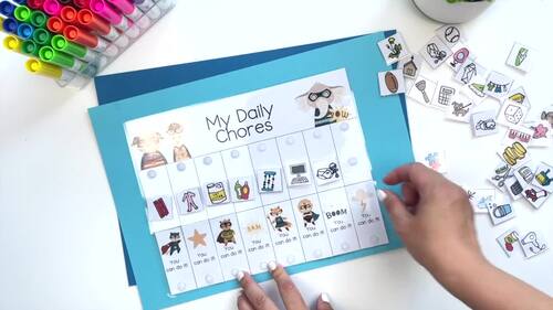 Superhero Themed Chore Charts, Editable Visual Schedule & Chore Cards