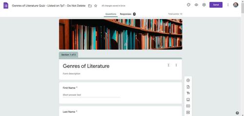 Genres of Literature Quiz - Digital Google Forms™ Assessment - Distance ...