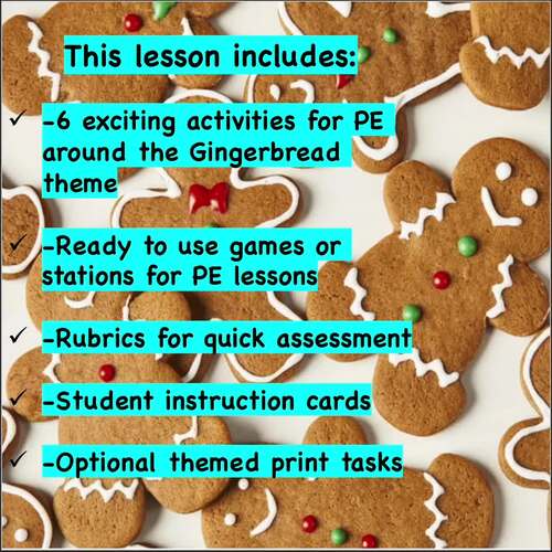 PE Gingerbread Holiday Games or Stations for Winter and Christmas