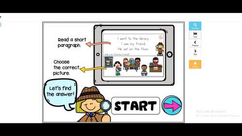 Back to School Reading Comprehension – Read and Find (Boom Cards™)