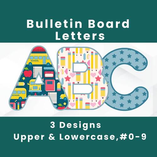 Back to School Bulletin Board Letters, A-Z Upper & Lowercase, 0-9 Numbers