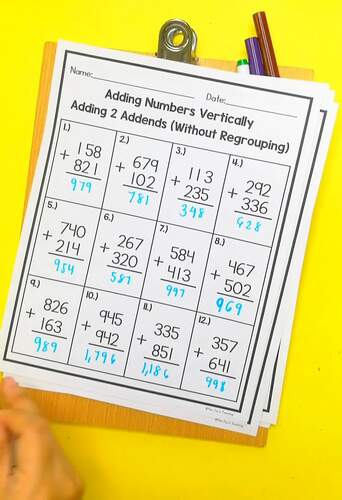 3 Digit Addition With and Without Regrouping Worksheets by The Joy in ...