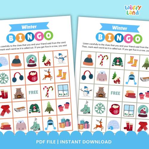Winter Bingo Game for Kids | Winter Vocabulary Activity | No Prep ...