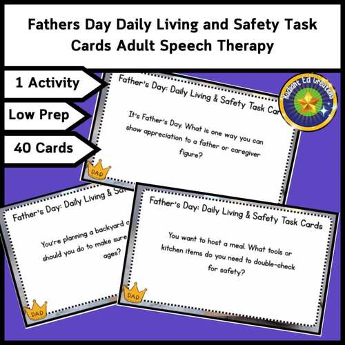 Fathers Day Daily Living and Safety Task Cards Adult Speech Therapy ...