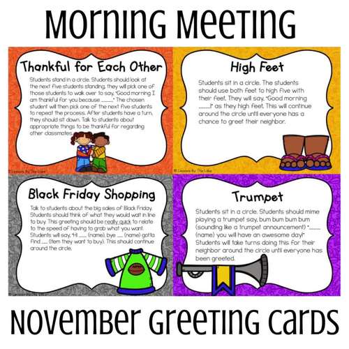 Morning Meeting Greetings November/ Thanksgiving by Lessons By The Lake