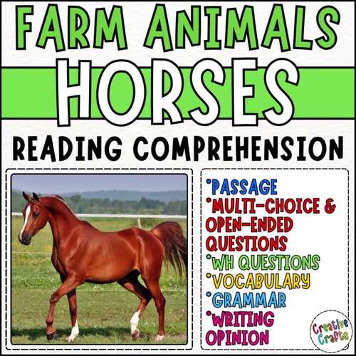 Farm Animals Horse Reading Comprehension Passage and Questions 3rd Grade