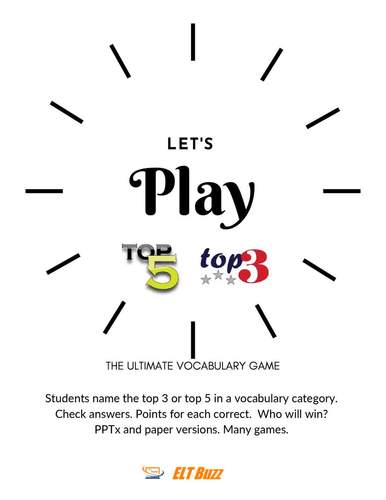 Top 5 Vocabulary Game. ESL. EFL. Academic. Fun. PPTx. Guessing. | TpT