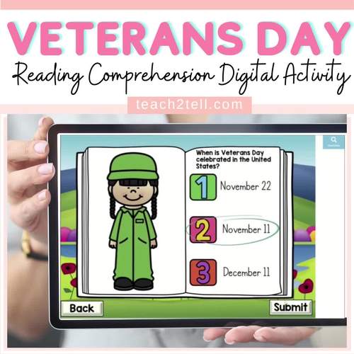 Veterans Day Reading Comprehension Digital Activities Boom Cards by ...