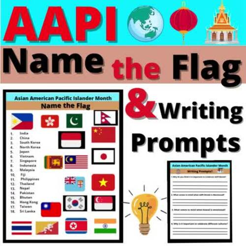 AAPI Month Activity Name the Flag Writing Prompts Resource Class Lesson