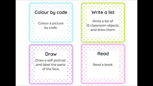 'I'm done' choice cards: 16 activities for fast-finishers! by Light the ...