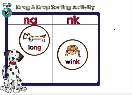 Boom Cards Glued Sounds -NG and -NK Sorting Game by Busy Bee Studio