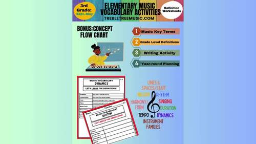 3rd GRADE Elementary Music Vocabulary Activities DEFINITIONS! Treble ...