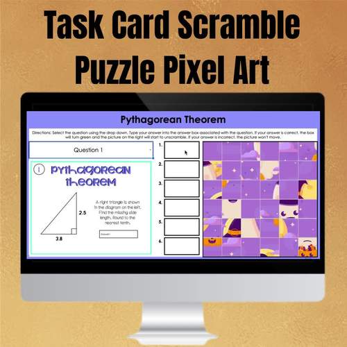 Pythagorean Theorem Scramble Puzzle Pixel Art by Blessed Math Teacher