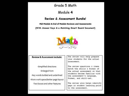 Grade 5, Math Module 4 REVIEW & ASSESSMENT (PDFs, Microsoft Word ...
