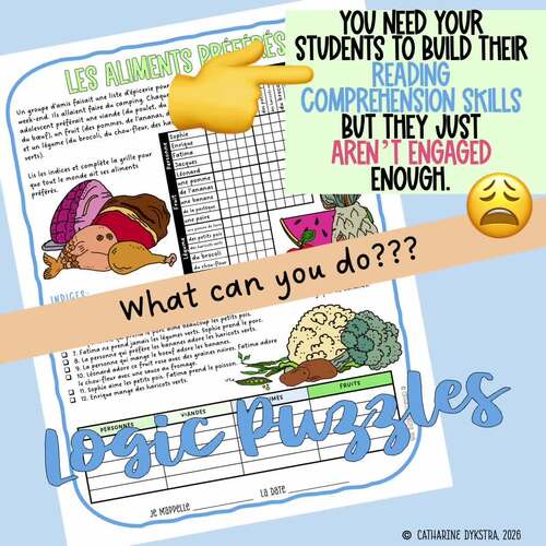 9th 10th Grade French Reading Comprehension Logic Puzzles Nourriture ...