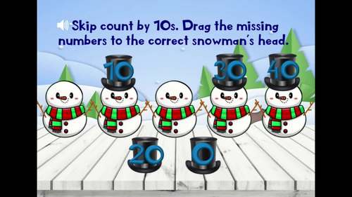 Skip Counting by 10s to 100 Winter Math Boom Cards™ for Kindergarten ...