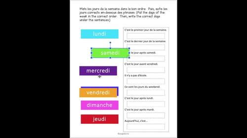 French Days and Months Jours et Mois Interactive Notebook and Digital ...