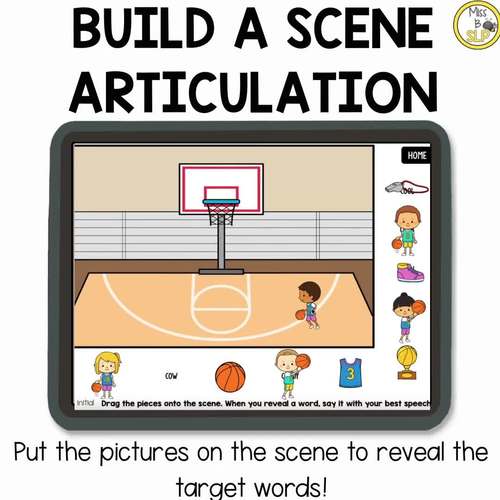 Basketball Articulation Build a Scene - Digital Boom Cards by Miss B SLP