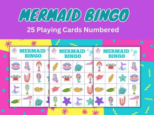Mermaid Bingo Game - Mermaid Activities for Kids by Girly Girl Designs
