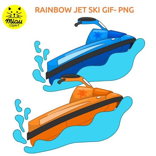 Rainbow colors Jet Ski Clip Art | Summer | Beach | Patterns | Gif - Png