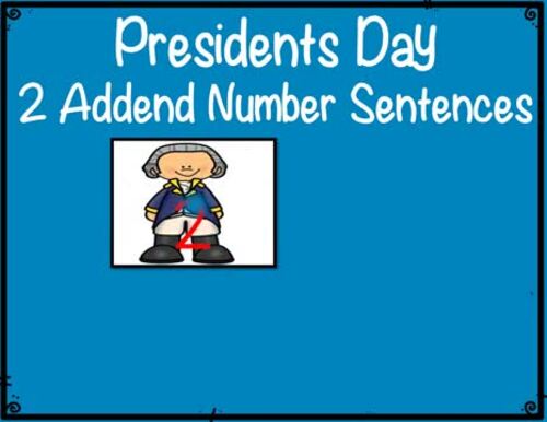 Presidents' Day Build 2 Addend 0-20 Addition & Subtraction Number Sentence