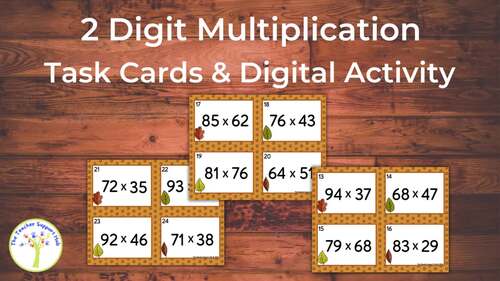 Math 2 Digit Multiplication Write the Room Task Cards Print & Digital ...