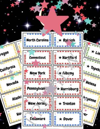 States and Capitals by Region Flashcards by Crescent Crow Creations