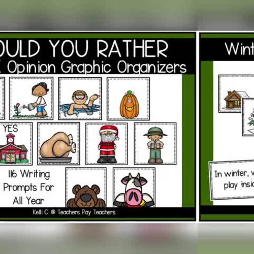 Would You Rather Opinion Writing Prompts and Graphic Organizers BUNDLE