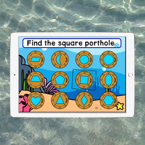 Find the ocean shapes | BOOM CARDS with audio | SQUARE | TPT
