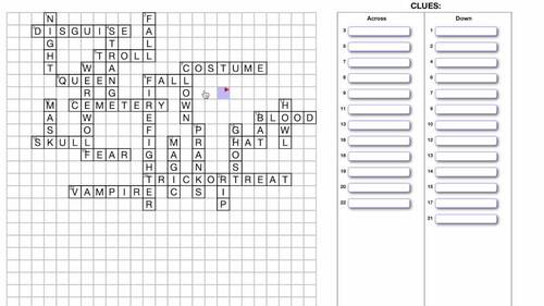 Halloween crossword puzzle #2 perfect for substitute teachers (grade 4+)