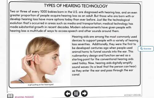 Hearing Loss Devices Technology Passage + Language Activities for Self ...