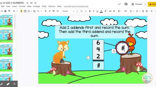 Adding Three Numbers Google Classroom™ and Seesaw™ by Loving Math