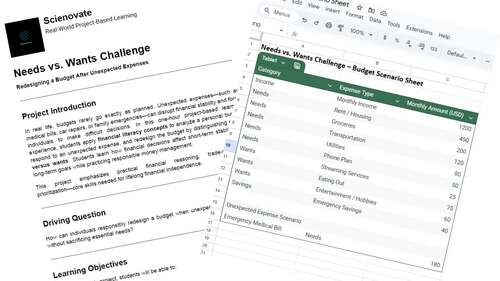 Financial Literacy Project | Needs vs. Wants Challenge by Scienovate