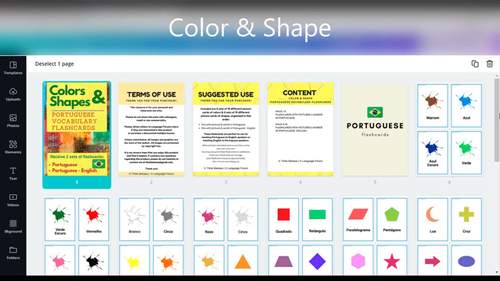 PORTUGUESE colors shapes FLASH CARDS | colors and shapes Portuguese ...