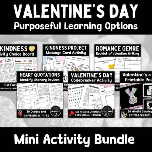 Valentine's Day BUNDLE of Literary, Critical Thinking and Wellbeing ...