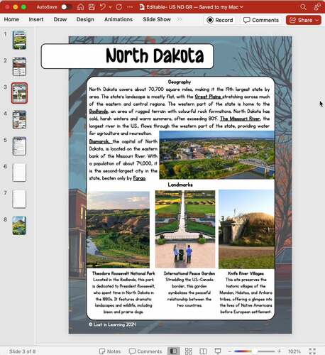 North Dakota || US States || Information Text Close Reading Comprehension
